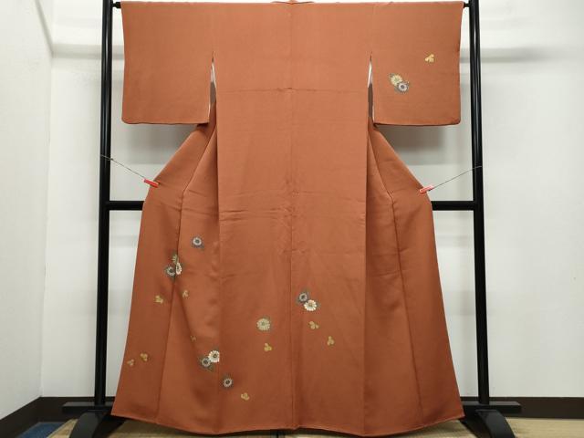 平和屋着物●訪問着　舞花文　金彩　鬼しぼ縮緬　正絹　逸品　CAAZ8218vf