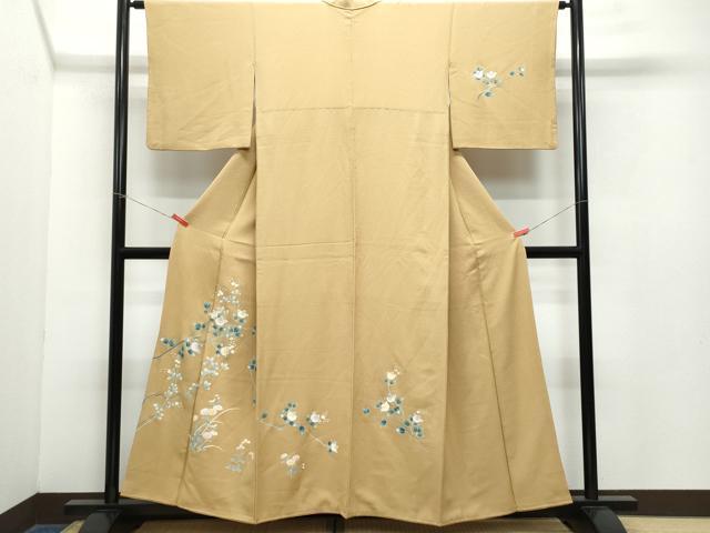 平和屋着物●訪問着　枝花文　金彩　鬼しぼ縮緬　正絹　逸品　CAAZ8219vf