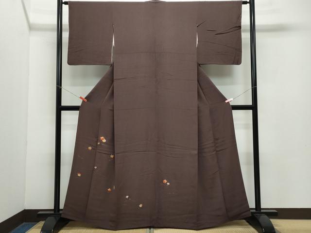 平和屋着物●訪問着　刺繍　溢れ松葉楓花文　金彩　鬼しぼ縮緬　正絹　逸品　CAAZ8220vf