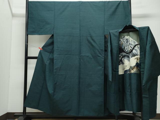 平和屋着物●男性　紬　髭紬羽織セット　百入茶色　正絹　逸品　CAAZ8279vf