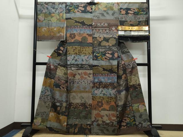 平和屋着物●小千谷紬　綾織紬　百柄　証紙付き　正絹　逸品　CAAZ8341vf