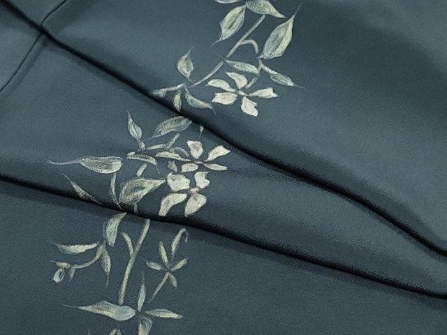 平和屋着物●上質な小紋　ろうけつ染め　草花文　鬼しぼ縮緬　正絹　逸品　CAAZ8365vf