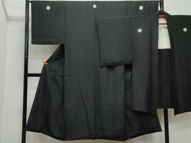 平和屋着物●男性　黒紋付　羽織セット　正絹　逸品　CAAZ8378vf