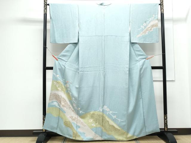 平和屋着物●訪問着　絞り　刺繍　枝花文　暈し染め　正絹　逸品　CAAZ8804th