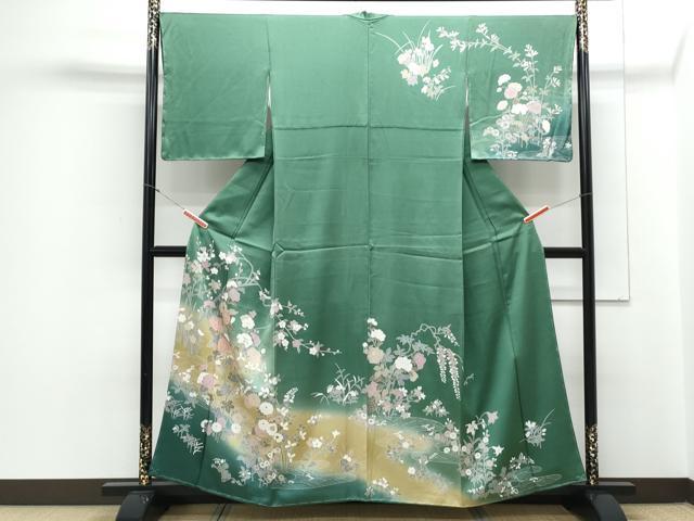 平和屋着物●訪問着　休み鳥　枝花文　暈し染め　正絹　逸品　CAAZ8814th