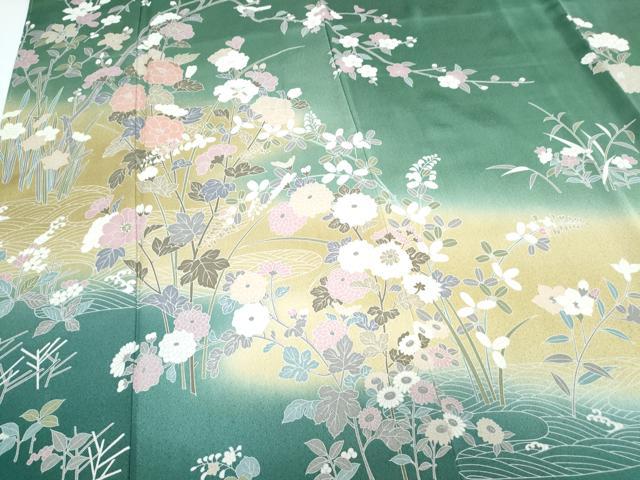 平和屋着物○訪問着 休み鳥 枝花文 暈し染め 正絹 逸品
