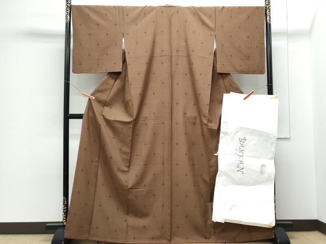 平和屋着物●BANKANわものや　紬　麻の葉文様　たとう紙付き　正絹　逸品　CAAZ8825th