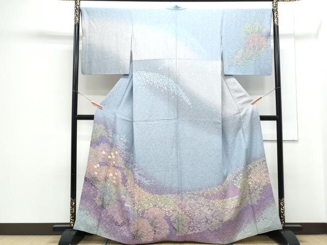 平和屋着物●訪問着　重ね絞り　樹林文　暈し染め　金通し地　やまと誂製　正絹　逸品　CAAZ8858th