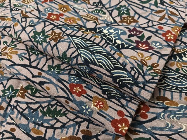 平和屋着物●琉球紅型　立波花文　正絹　逸品　CAAZ9979vp