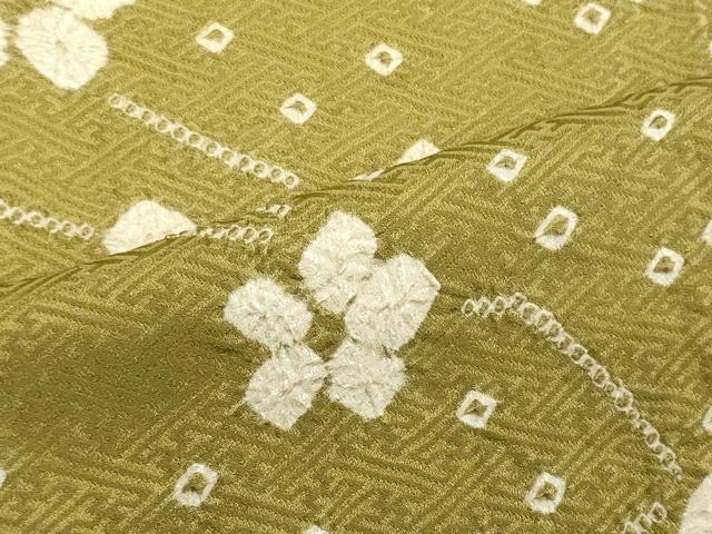 平和屋着物●上質な小紋　絞り　枝花文　正絹　逸品　CABA0356oy