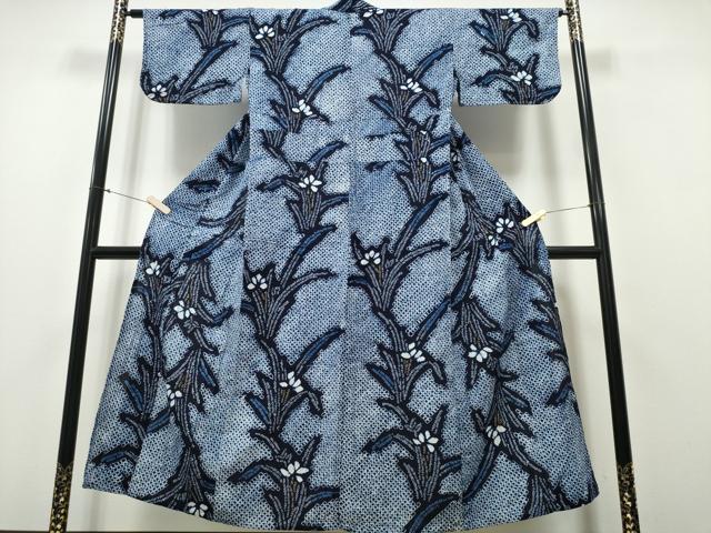 平和屋着物∴夏物　浴衣　有松鳴海絞り　蘭　綿　逸品　CABA0407ng