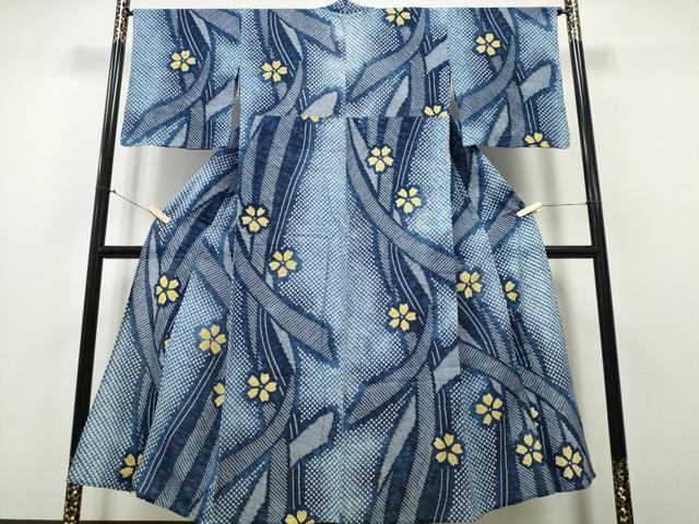 平和屋着物∴夏物　浴衣　有松鳴海絞り　熨斗舞花文　綿　逸品　CABA0409ng