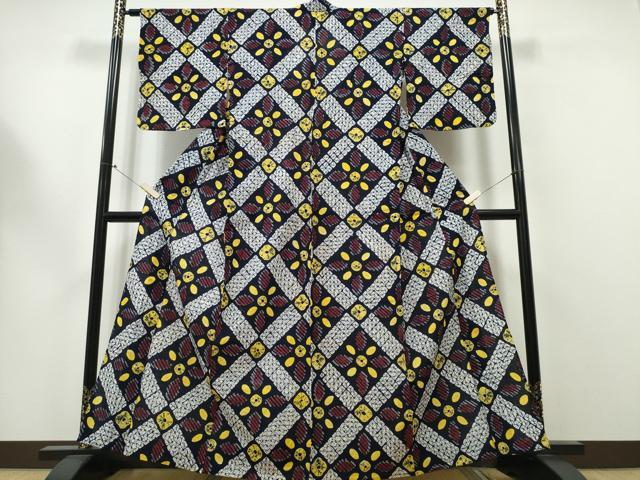 平和屋着物∴夏物　浴衣　有松鳴海絞り　天井花文　綿　逸品　CABA0414ng