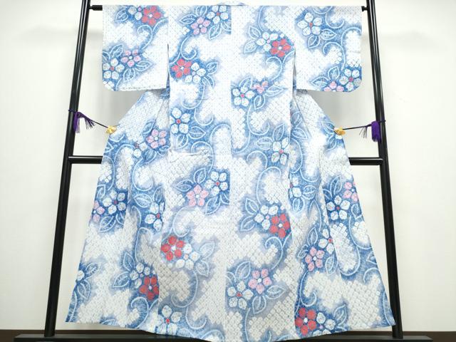 平和屋着物∴夏物　浴衣　有松鳴海絞り　蔦の葉花文　綿　逸品　CABA0444ng