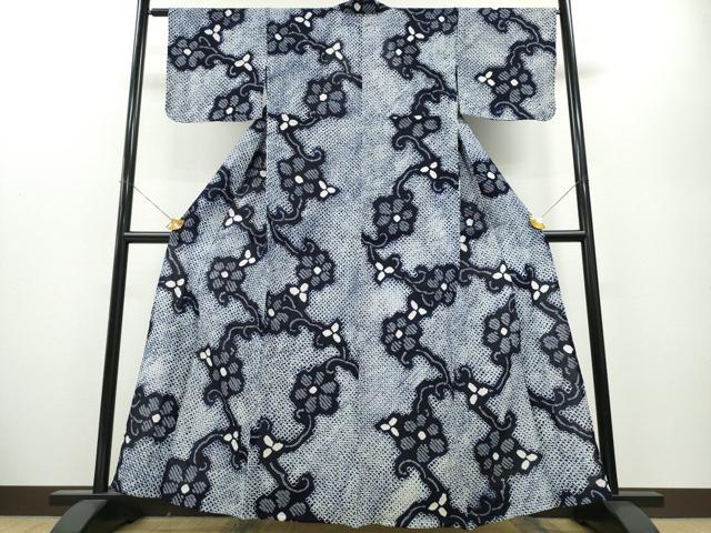 平和屋着物∴夏物　浴衣　有松鳴海絞り　花唐草文　綿　逸品　未使用　CABA0454ng