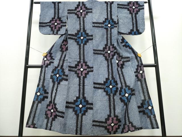 平和屋着物∴夏物　浴衣　有松鳴海絞り　天井文　綿　逸品　CABA0459ng