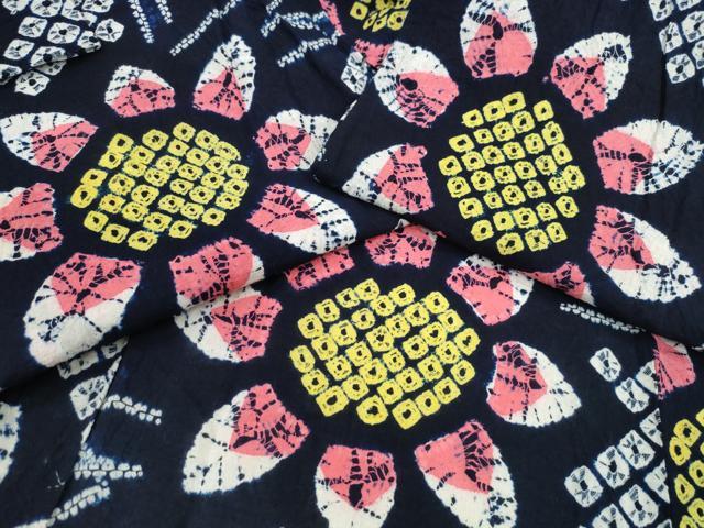 平和屋着物∴夏物　浴衣　有松鳴海絞り　向日葵　ひまわり　綿　逸品　CABA0489ng