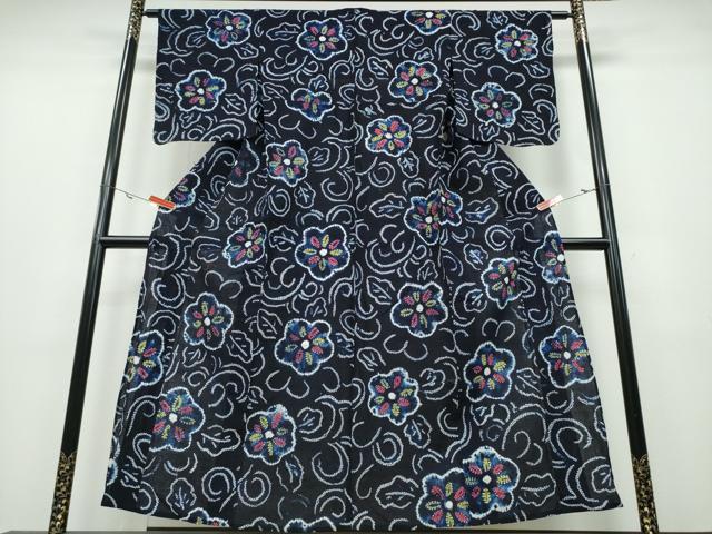 平和屋着物∴夏物　浴衣　有松鳴海絞り　花唐草文　綿　逸品　CABA0500ng