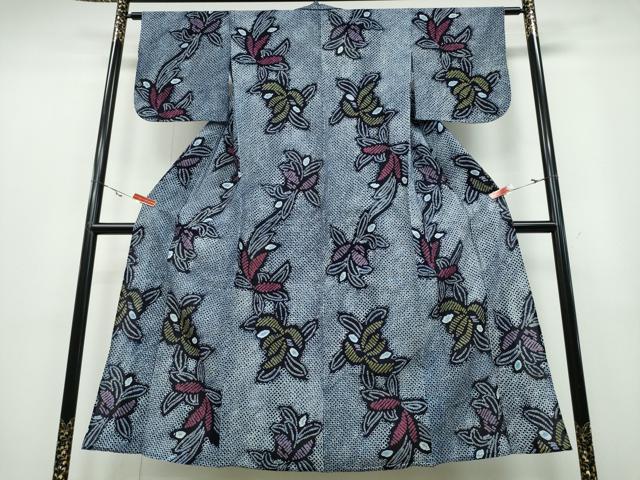 平和屋着物∴夏物　浴衣　有松鳴海絞り　舞花文　綿　逸品　未使用　CABA0501ng