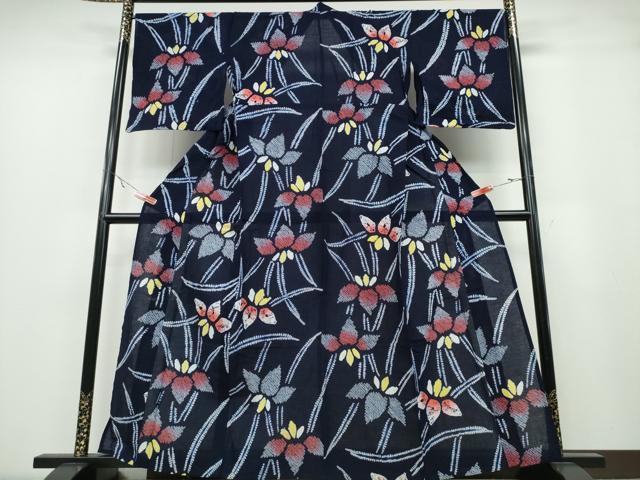 平和屋着物∴夏物　浴衣　有松鳴海絞り　杜若　そごう百貨店扱い　綿　逸品　CABA0512ng