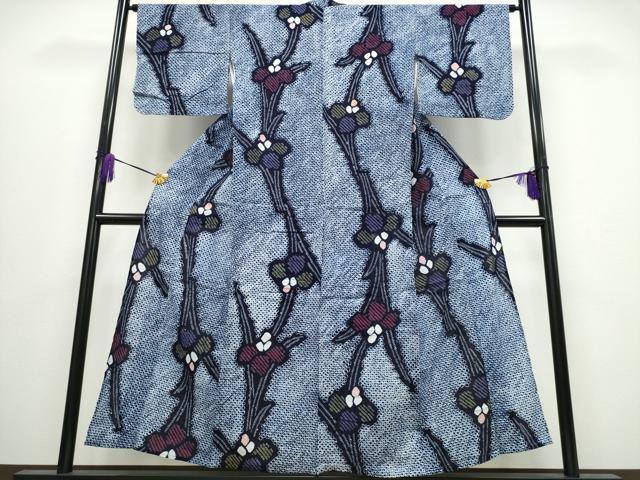 平和屋着物∴夏物　浴衣　有松鳴海絞り　杜若　綿　逸品　CABA0617ng