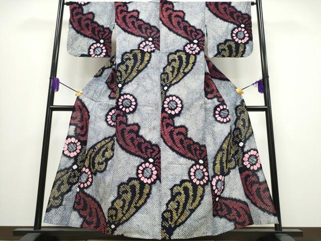 平和屋着物∴夏物　浴衣　有松鳴海絞り　乱菊　綿　逸品　CABA0626ng