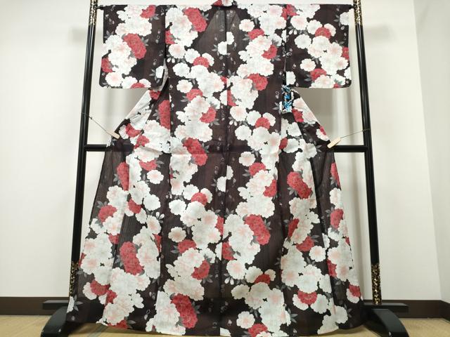 平和屋着物∴夏物　浴衣　舞花尽くし　ラメ　綿　逸品　新品　CABA0660ng