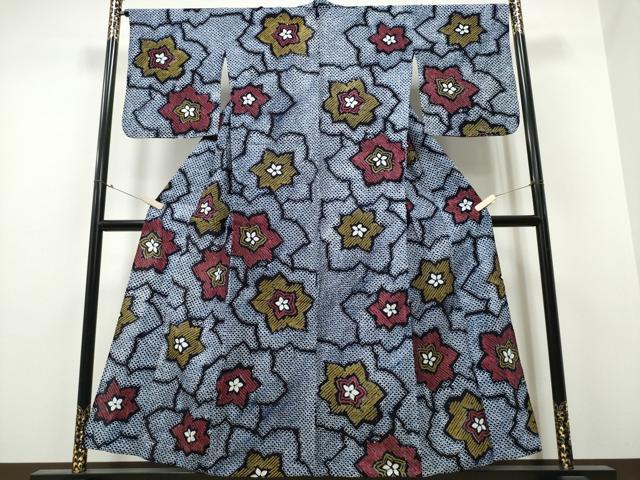 平和屋着物∴夏物　浴衣　有松鳴海絞り　舞花文　綿　逸品　CABA0669ng