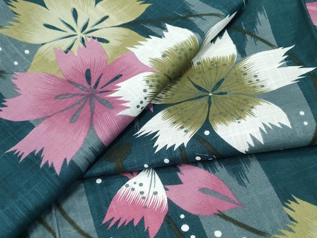 平和屋着物∴夏物　浴衣　結び紐花尽くし　綿　逸品　未使用　CABA0710ng