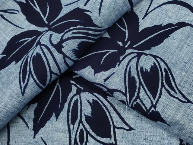 平和屋着物∴夏物　浴衣　型染め　草木文　綿　逸品　未使用　CABA0714ng