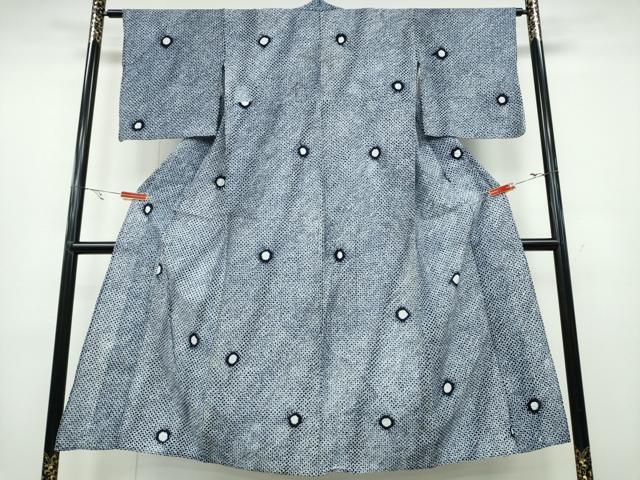 平和屋着物∴夏物　浴衣　有松鳴海絞り　丸文　綿　逸品　CABA0721ng
