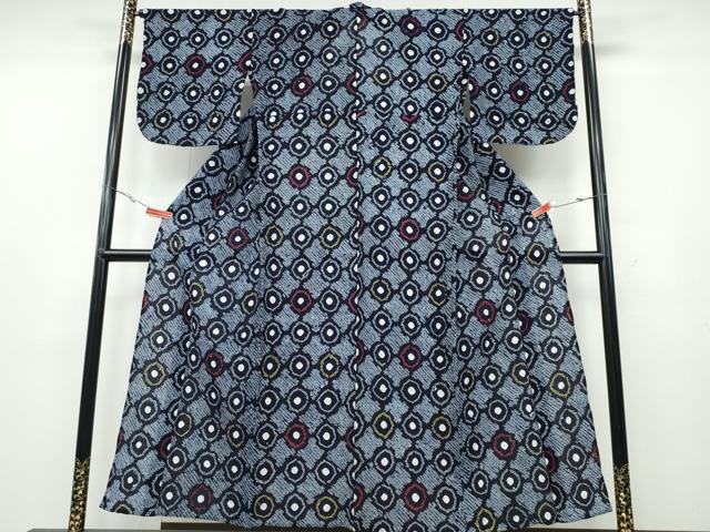 平和屋着物∴夏物　浴衣　有松鳴海絞り　亀甲繋ぎ文　綿　逸品　CABA0725ng