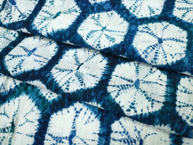 平和屋着物∴夏物　浴衣　有松鳴海絞り　亀甲文様　綿　逸品　未使用　CABA0735ng