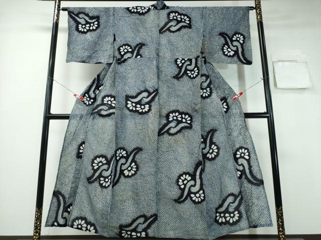 平和屋着物∴夏物　浴衣　有松鳴海絞り　枝花文　綿　逸品　CABA0760ng