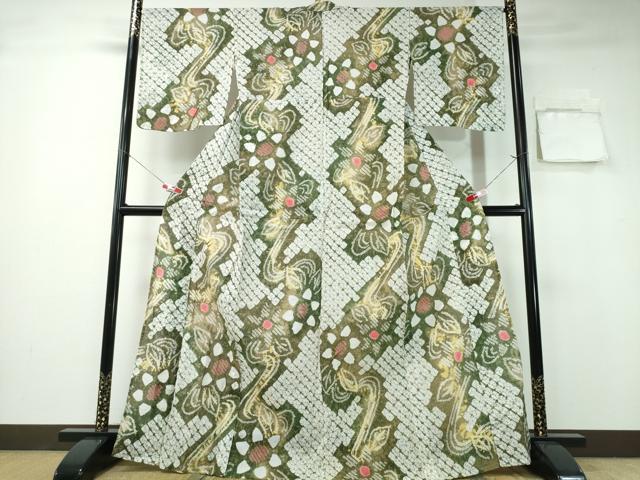 平和屋着物∴夏物　浴衣　有松鳴海絞り　流水舞花文　綿　逸品　未使用　CABA0766ng