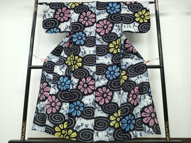 平和屋着物∴夏物　浴衣　有松鳴海絞り　流水舞花文　綿　逸品　未使用　CABA0781ng