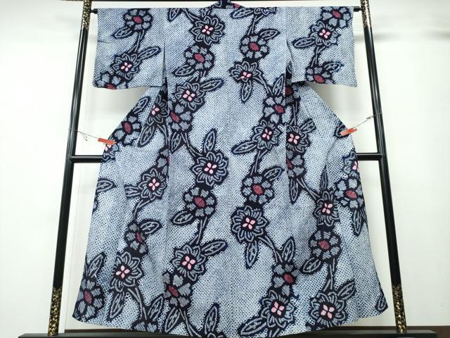 平和屋着物∴夏物　浴衣　有松鳴海絞り　枝花文　綿　逸品　CABA0782ng