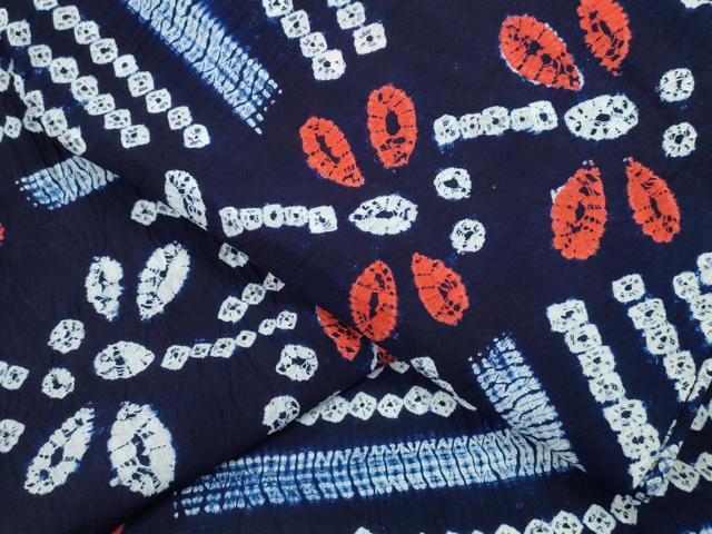 平和屋着物∴夏物　浴衣　有松鳴海絞り　蜻蛉　トンボ　流水文　綿　逸品　CABA0783ng