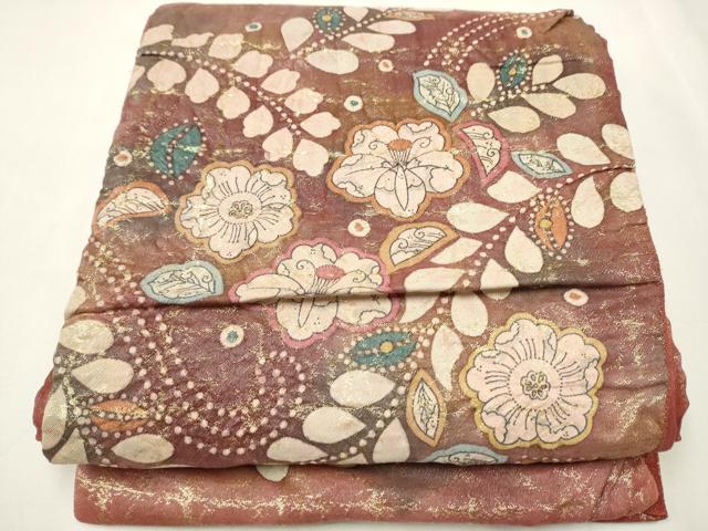 平和屋着物●太鼓柄袋帯　絞り　辻が花　金彩　正絹　逸品　CABA0802hy