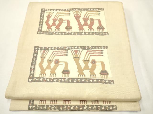 平和屋着物●名門木屋太　今河織物　六通柄袋帯　幾何学文様　正絹　逸品　CABA0805hy