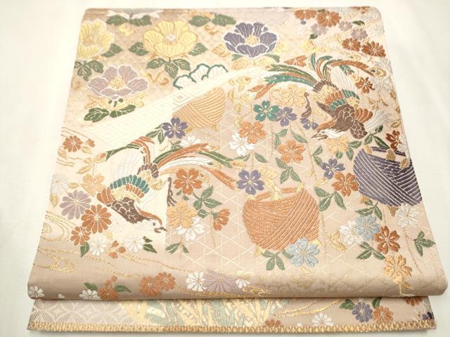 平和屋着物●六通柄袋帯　唐織　能衣の美　金糸　正絹　逸品　CABA0808hy