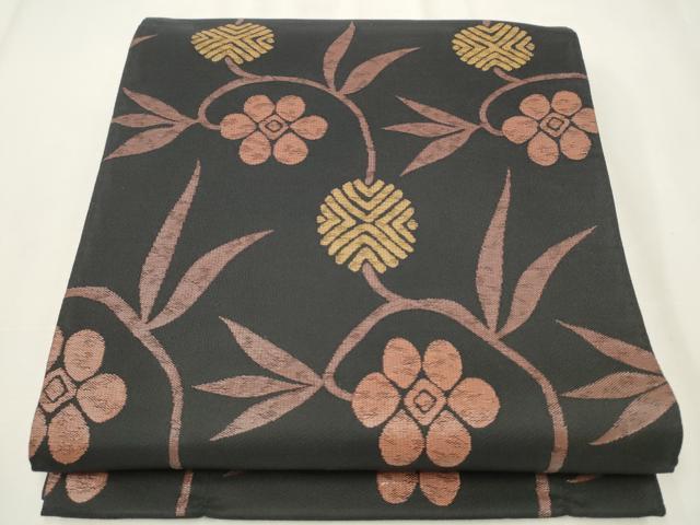 平和屋着物●六通柄袋帯　正倉院名物裂　黒地　正絹　逸品　CABA0813hy