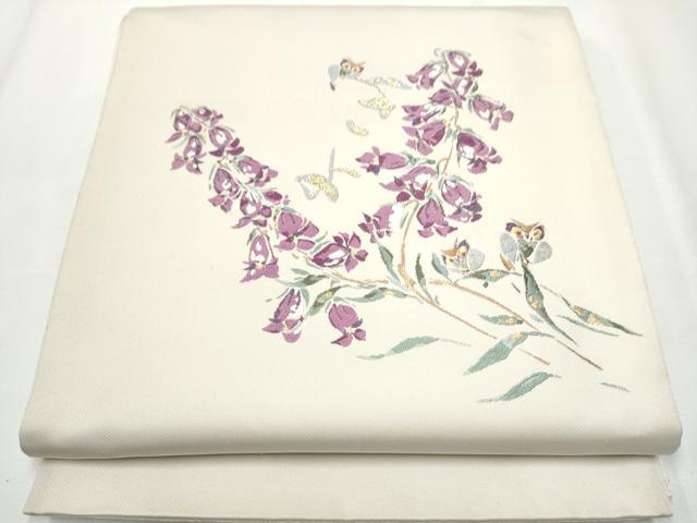 平和屋着物●西陣　太鼓柄袋帯　作家物　フクロウ　草花文　金糸　証紙付き　正絹　逸品　CABA0831hy