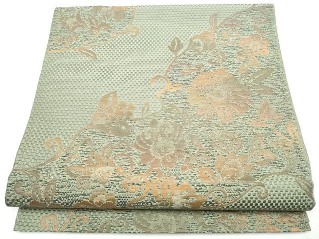 平和屋着物●本場筑前博多織　八寸名古屋帯　更紗花唐草文　正絹　逸品　CABA0848hy