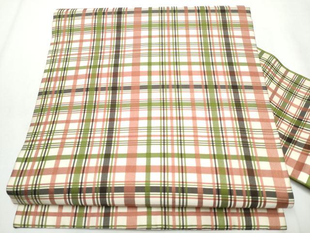 平和屋着物●全通柄　九寸名古屋帯　格子柄　正絹　逸品　CABA0853hy