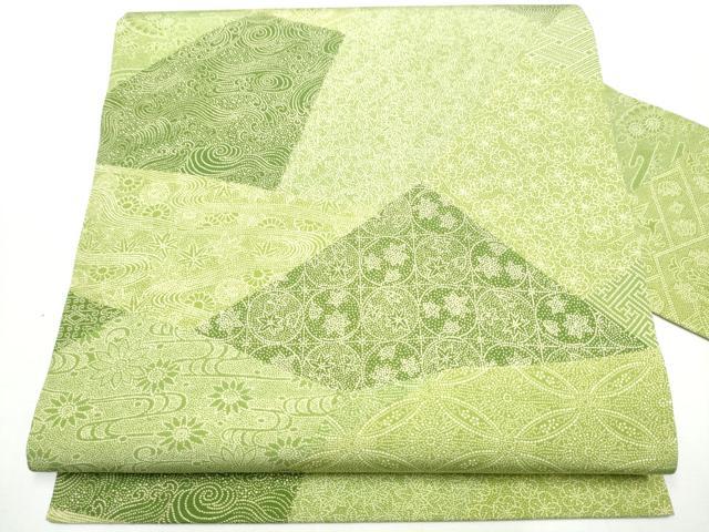 平和屋着物●塩瀬　全通柄　九寸名古屋帯　江戸小紋　切嵌吉祥花文　正絹　逸品　CABA0855hy