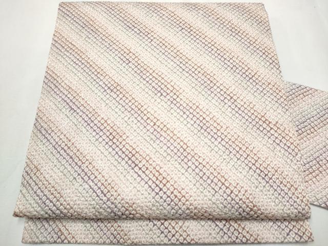 平和屋着物●全通柄　九寸名古屋帯　総絞り　斜線文　正絹　逸品　CABA0862hy