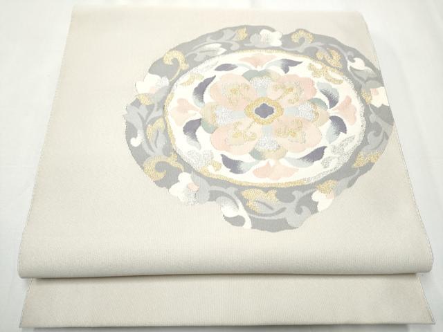 平和屋着物●爪掻き本綴れ　八寸名古屋帯　花唐草文　正絹　逸品　CABA0872hy