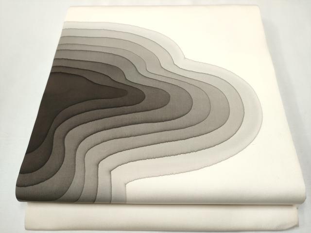 平和屋着物●染色作家　斉藤三才　塩瀬　九寸開き名古屋帯　霞文　正絹　逸品　CABA0895hy