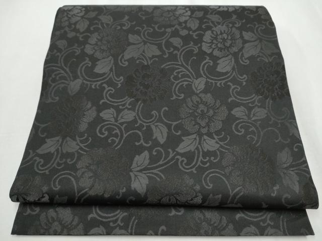 平和屋着物●西陣　川島織物　銀座きしや　六通柄　本袋帯　花唐草文　黒地　正絹　逸品　CABA0929hy